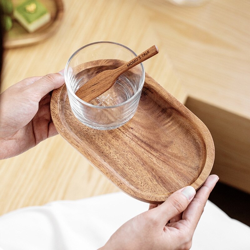 Acacia Wood Oval Tea Tray Snack Fruit Dry Fruit Se... – Grandado