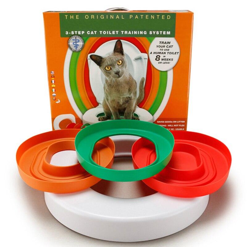3 Step Cat Toilet Training System Kit Colourful Pl... – Grandado
