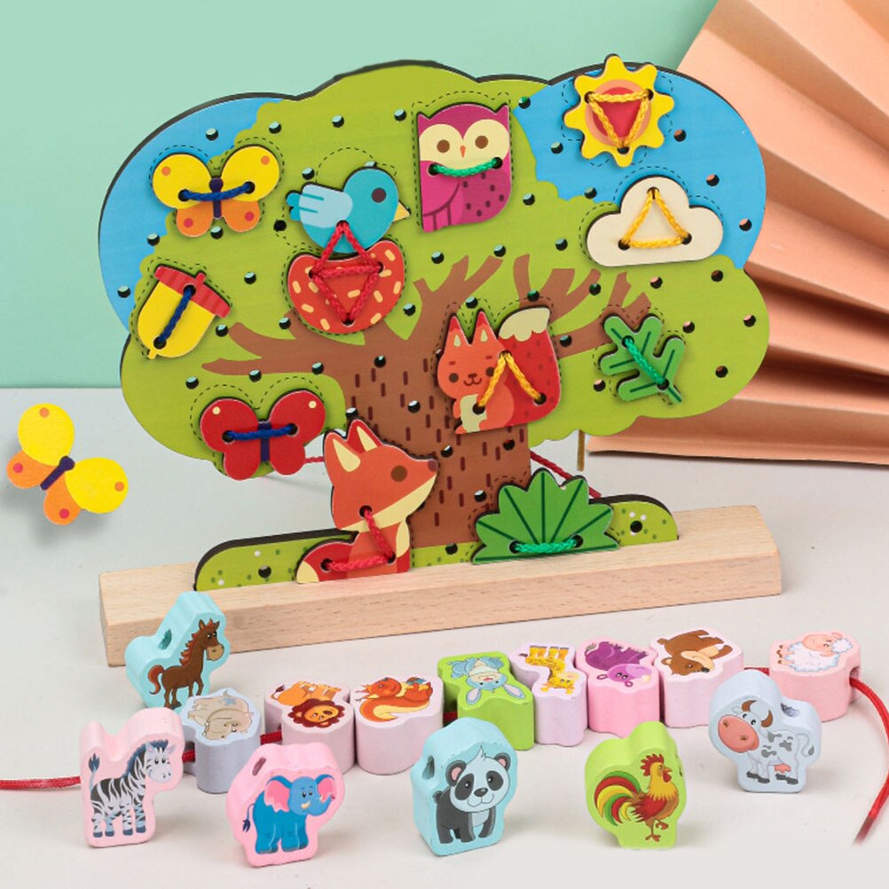 1 Set of Kids Early Learning Educational Wood Thre... – Grandado