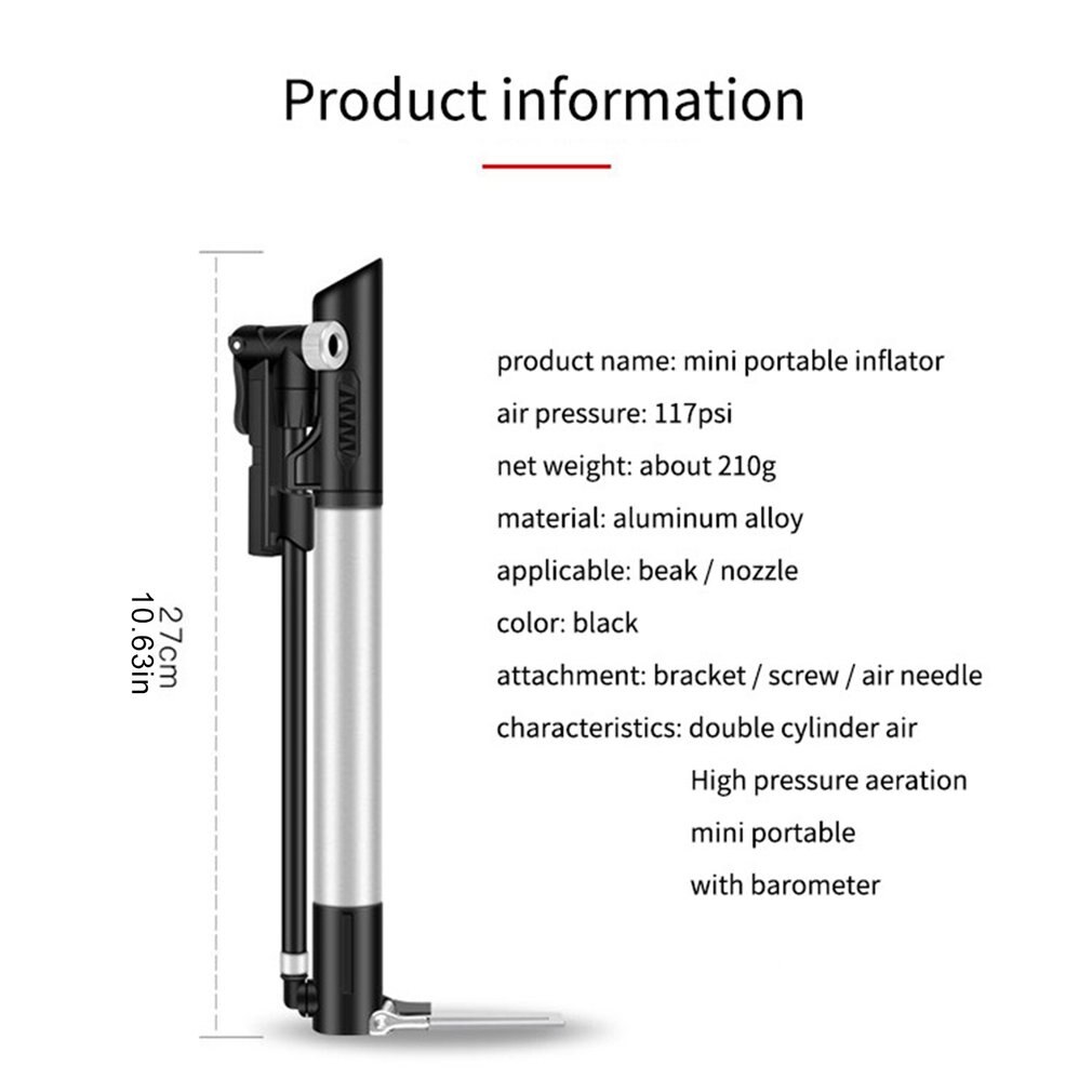 Fiets Pomp Hand Luchtpomp Slang Manometer Fietsen ... – Grandado