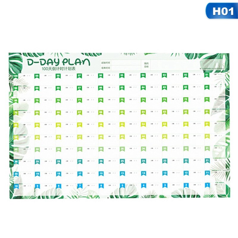 100 Day Countdown Calendar Learning Schedule Perio... – Vicedeal