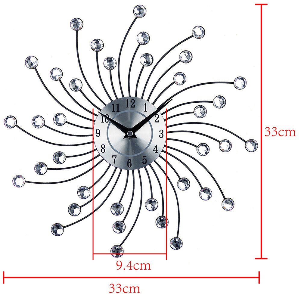 Vintage Wall Clock Metal Crystal Sunburst Wall Clo... – Grandado