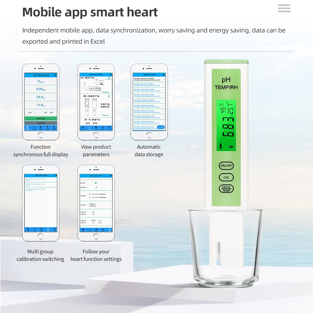 Bluetooth-compatible PH Meter 3 in 1 PH /Temperatu... – Grandado
