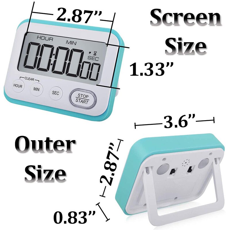 Digital Kitchen Timer Loud Alarm Clock, LCD Sn Sil... – Grandado