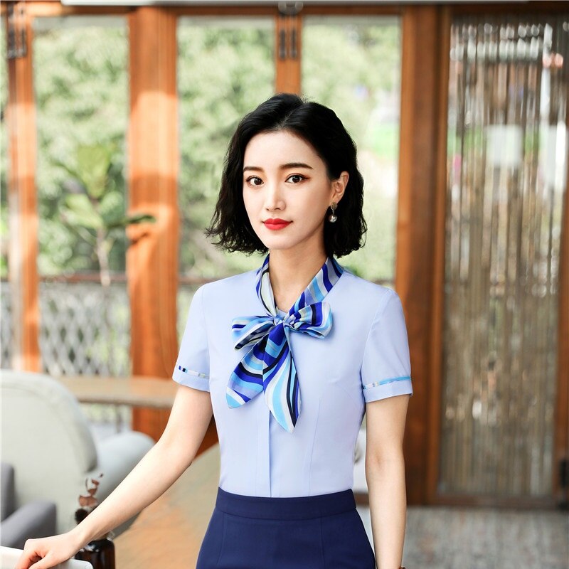 Blouses & Shirts For Women With Scarf Uniform Styl... – Grandado