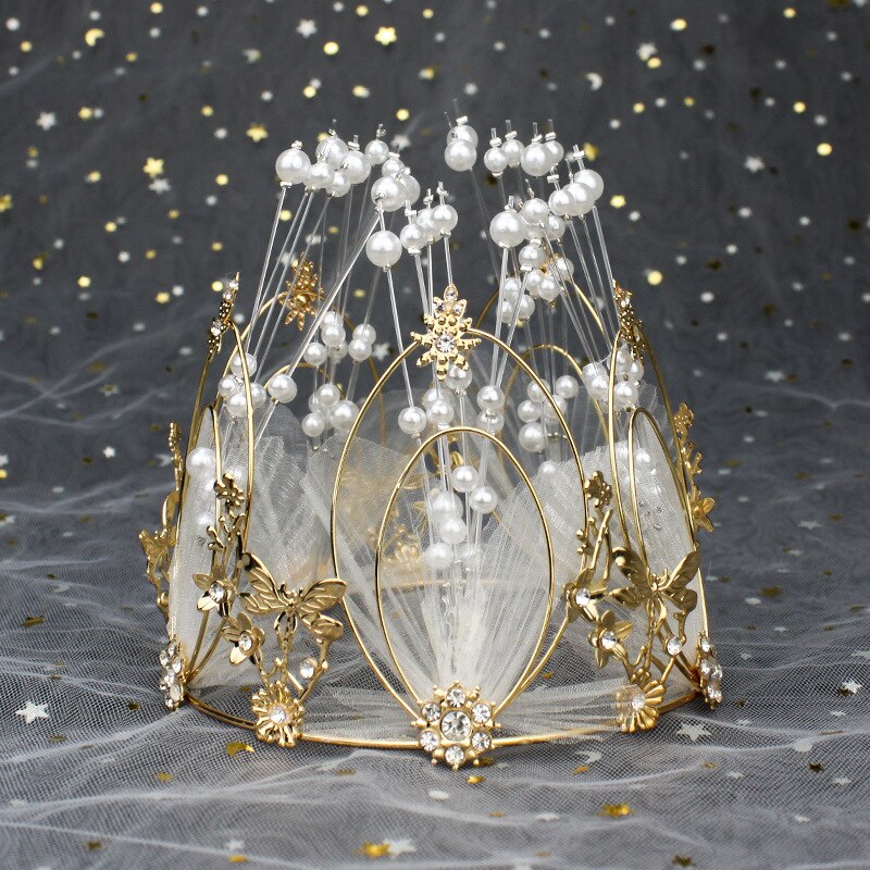 Metal Pearl Princess Crown Cake Topper Shiny Artif... – Grandado