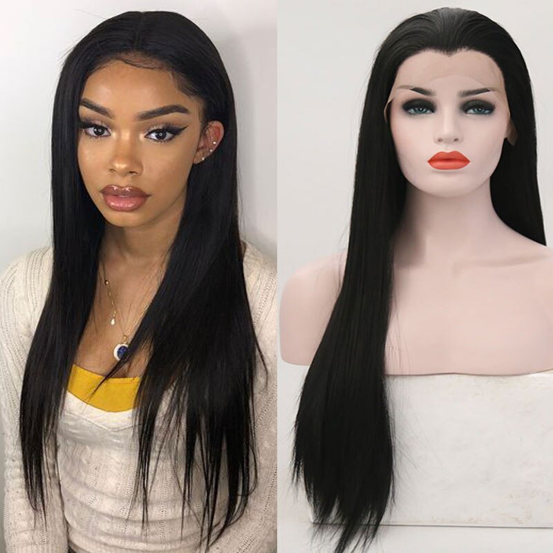 Bombshell Long Silky Straight Synthetic Lace Front... – Vicedeal