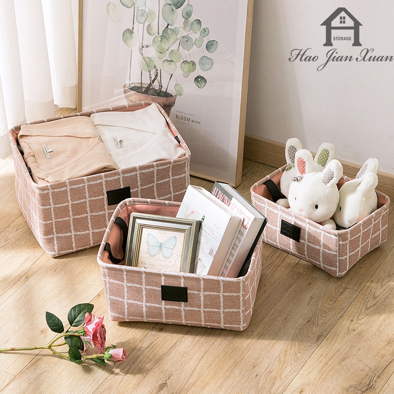 Folding Linen Fabric Storage Basket Bins Cube Cont... – Vicedeal