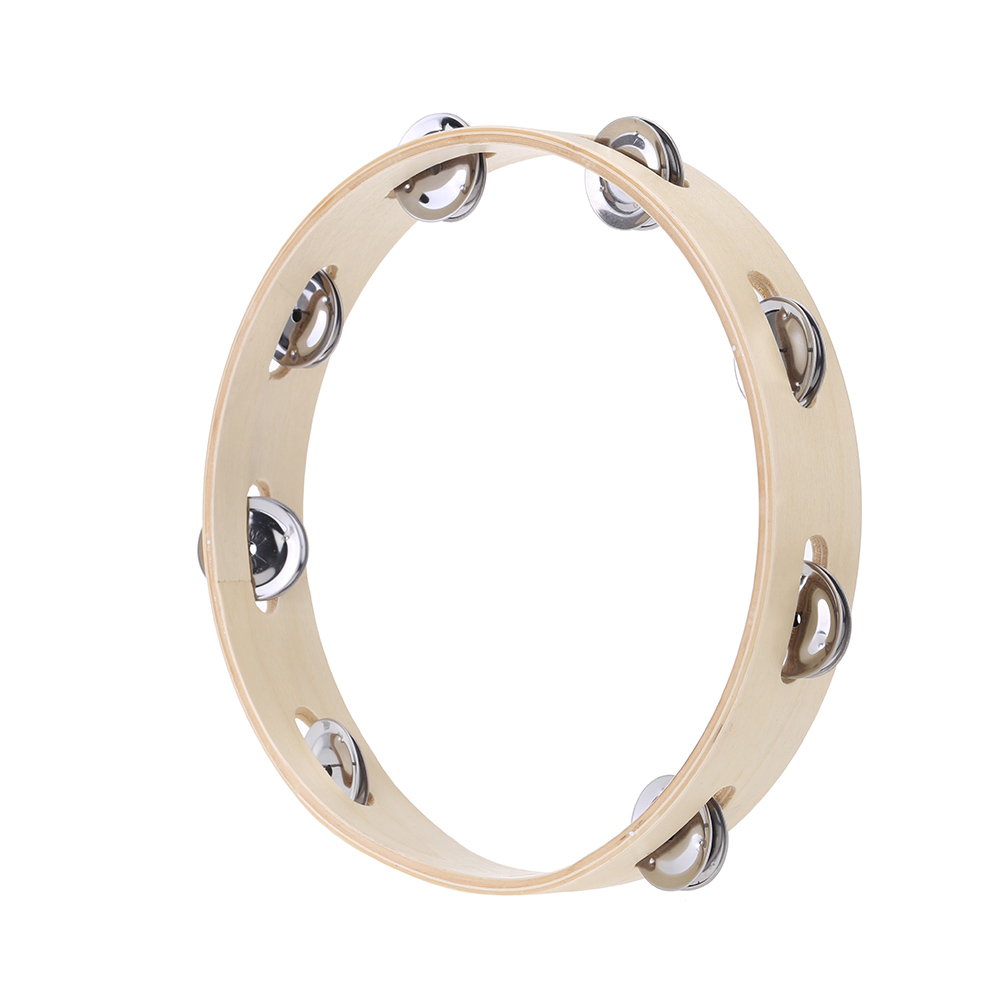 ammoon 10" Hand Held Tambourine Bell Wood Hea... – Grandado