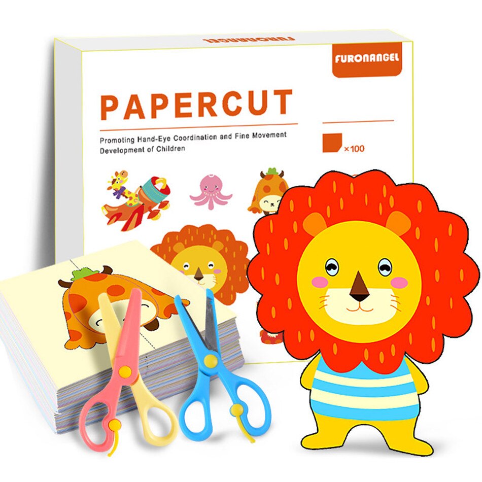 100 pcs Kids Cartoon Color Paper Cutting Toys Chil... – Vicedeal