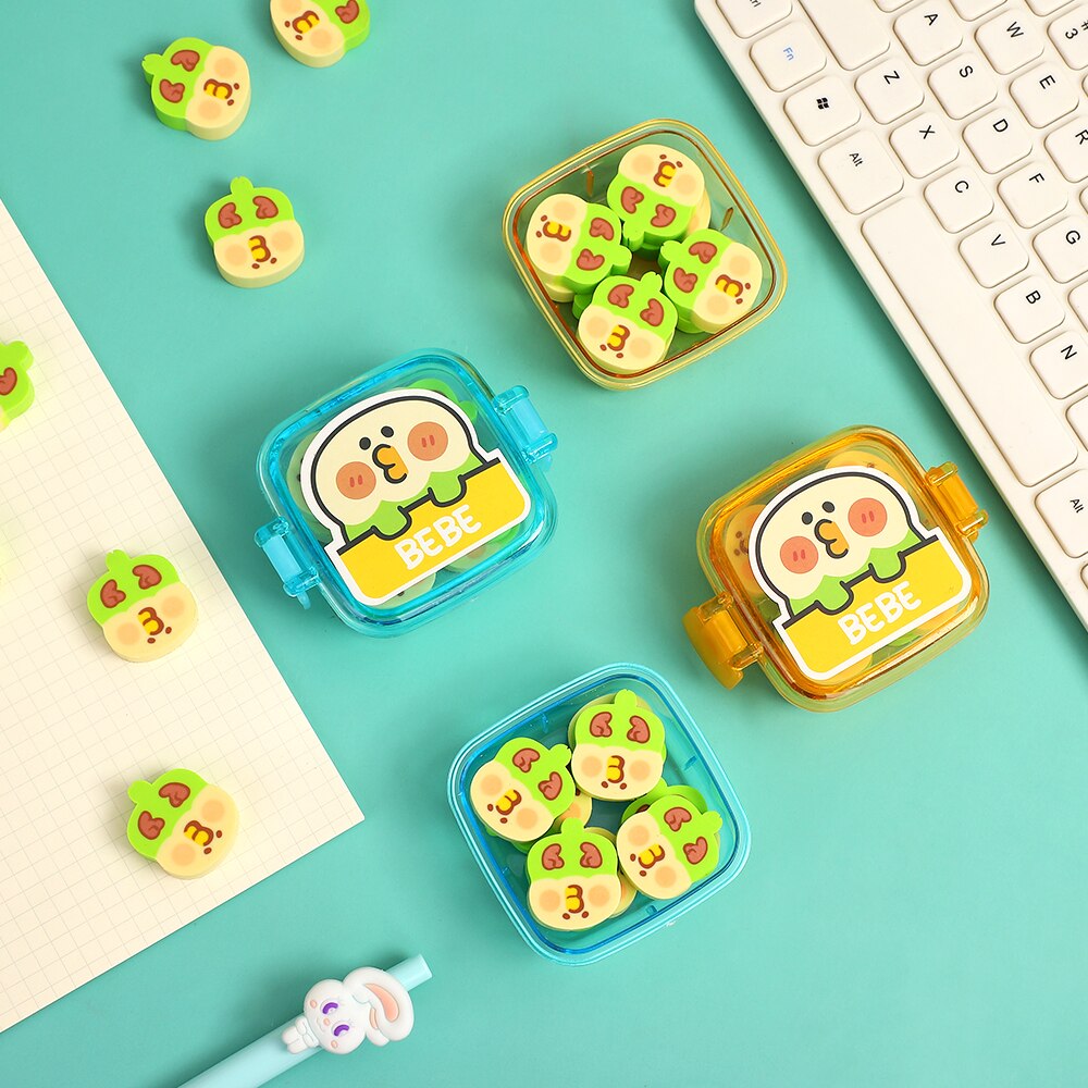 8pcs/set Cartoon Little Parrot Boxed Eraser Studen... – Vicedeal