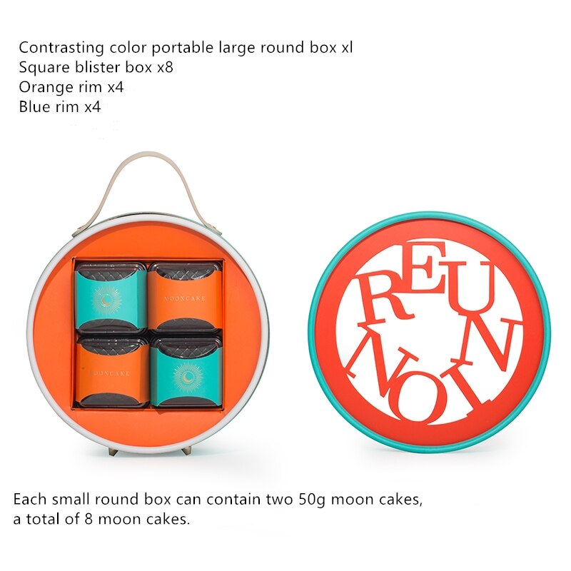 Mid-autumn moon cake box round packaging box 8 pie... – Grandado