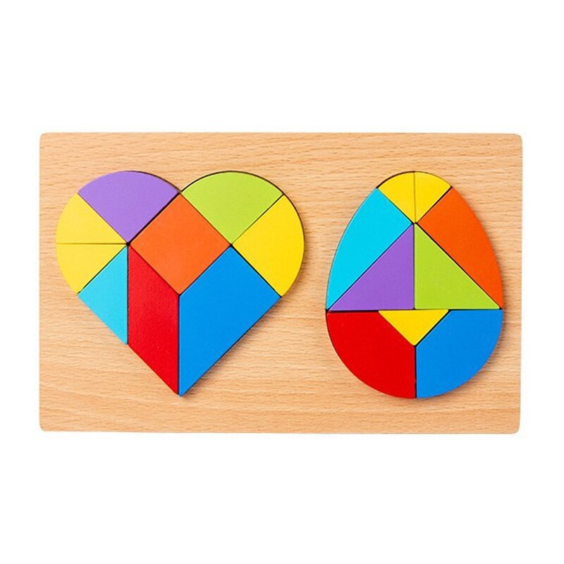 3D Wooden Puzzles Heart Egg Tangram Geometric Shap... – Grandado