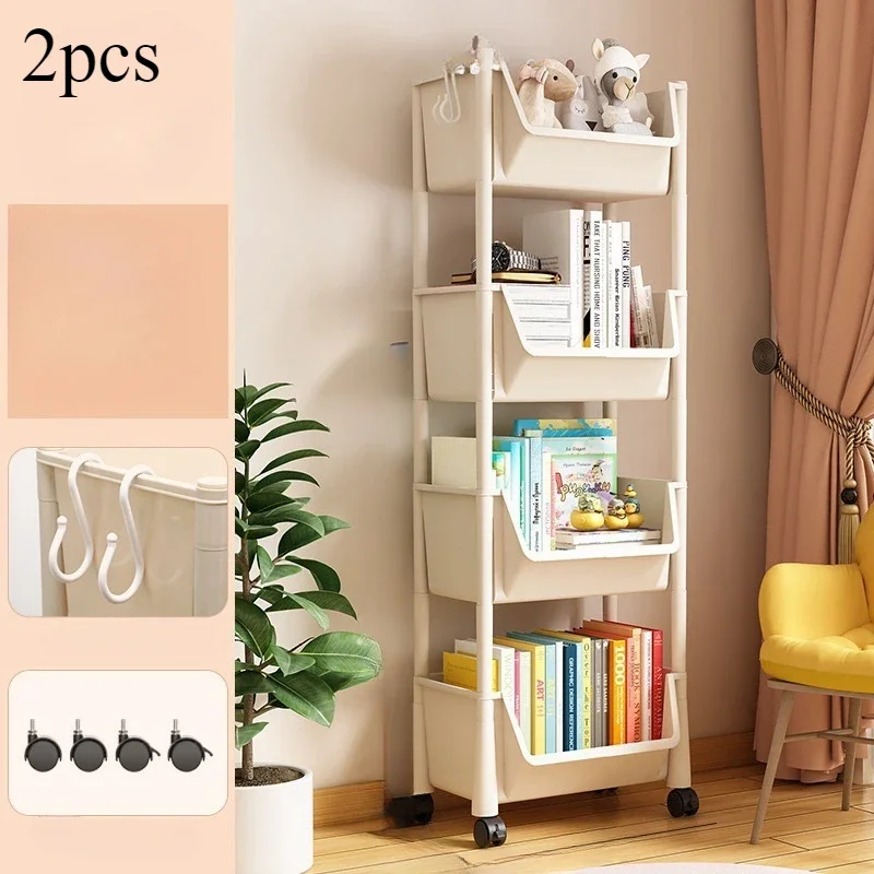 Trolley Storage Rack Mobile Bookshelf Organizer wi... – Vicedeal
