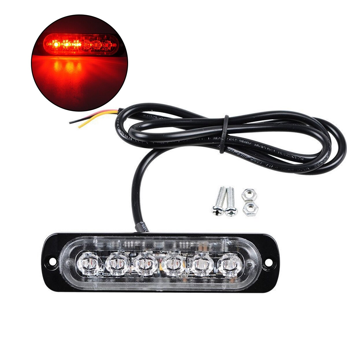 18W 12-24V 6 Red LEDs Strobe Light 18 Modes Ultra-... – Vicedeal