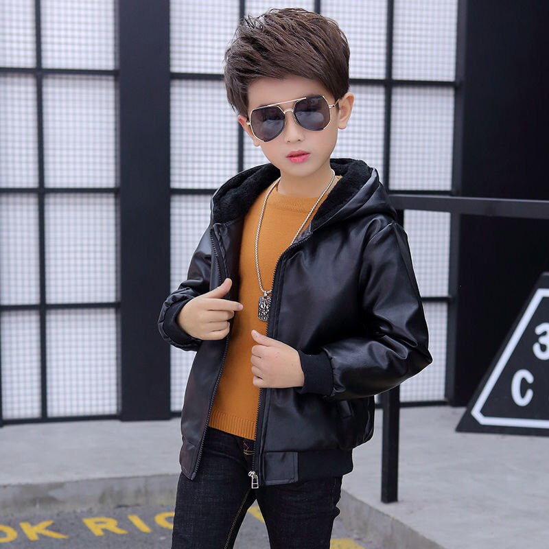Children Boys Pu Leather Winter Jackets Coats Plus... – Vicedeal
