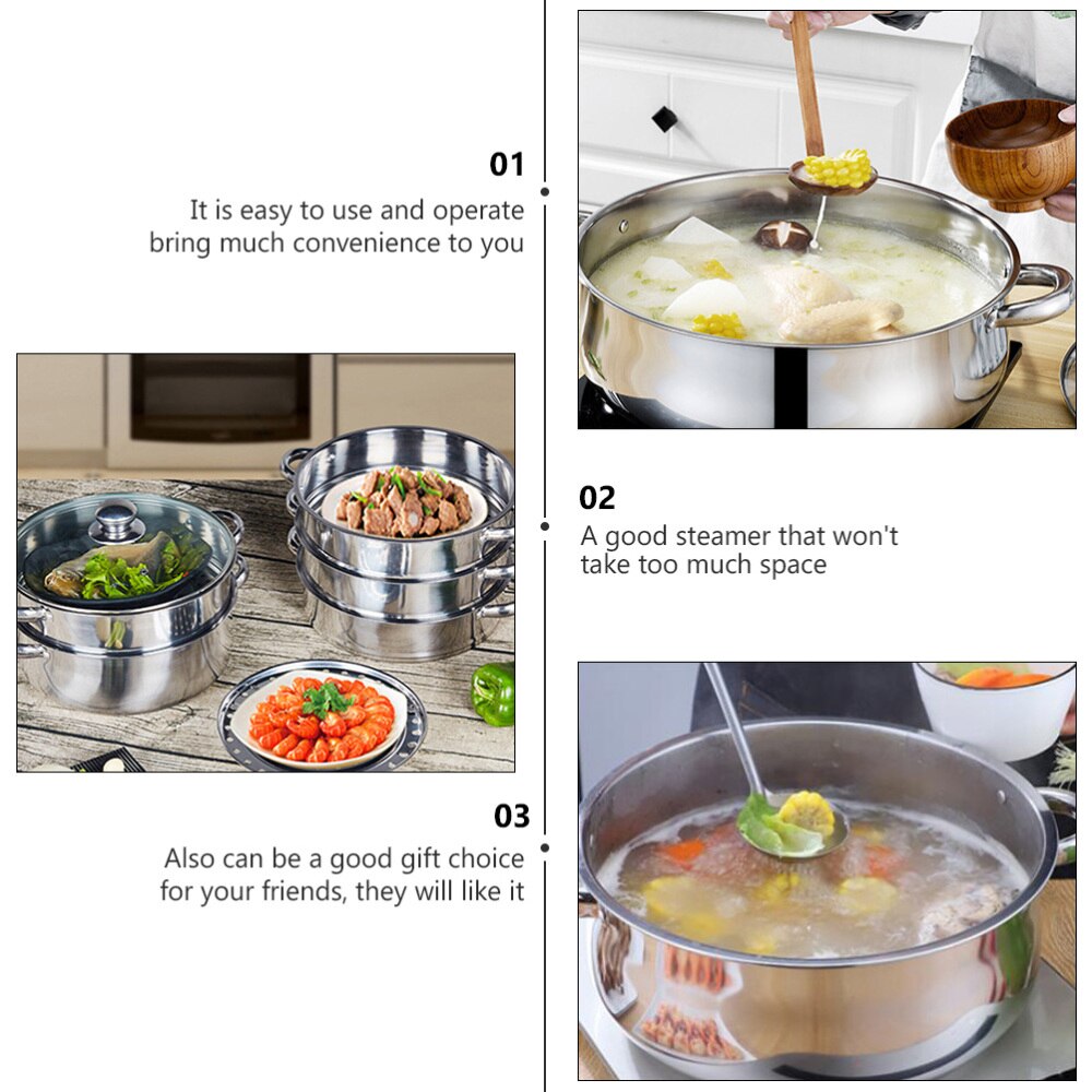 Stainless Steel Stockpot for Home (Tree-Layer, Sup... – Grandado