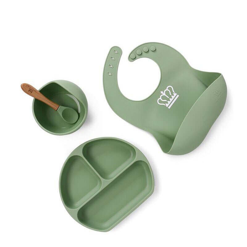 Baby Dining Siliconen Kom Lepel Plaat Slabbetjes S... – Grandado