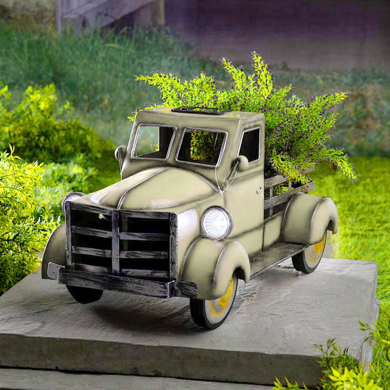Vintage Truck Flower Pot With Solar Lamp Pickup Re... – Vicedeal
