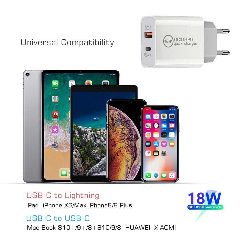 BaySerry 18W 5V 9V 2A 3A USB PD Charger Type C Pow... – Grandado