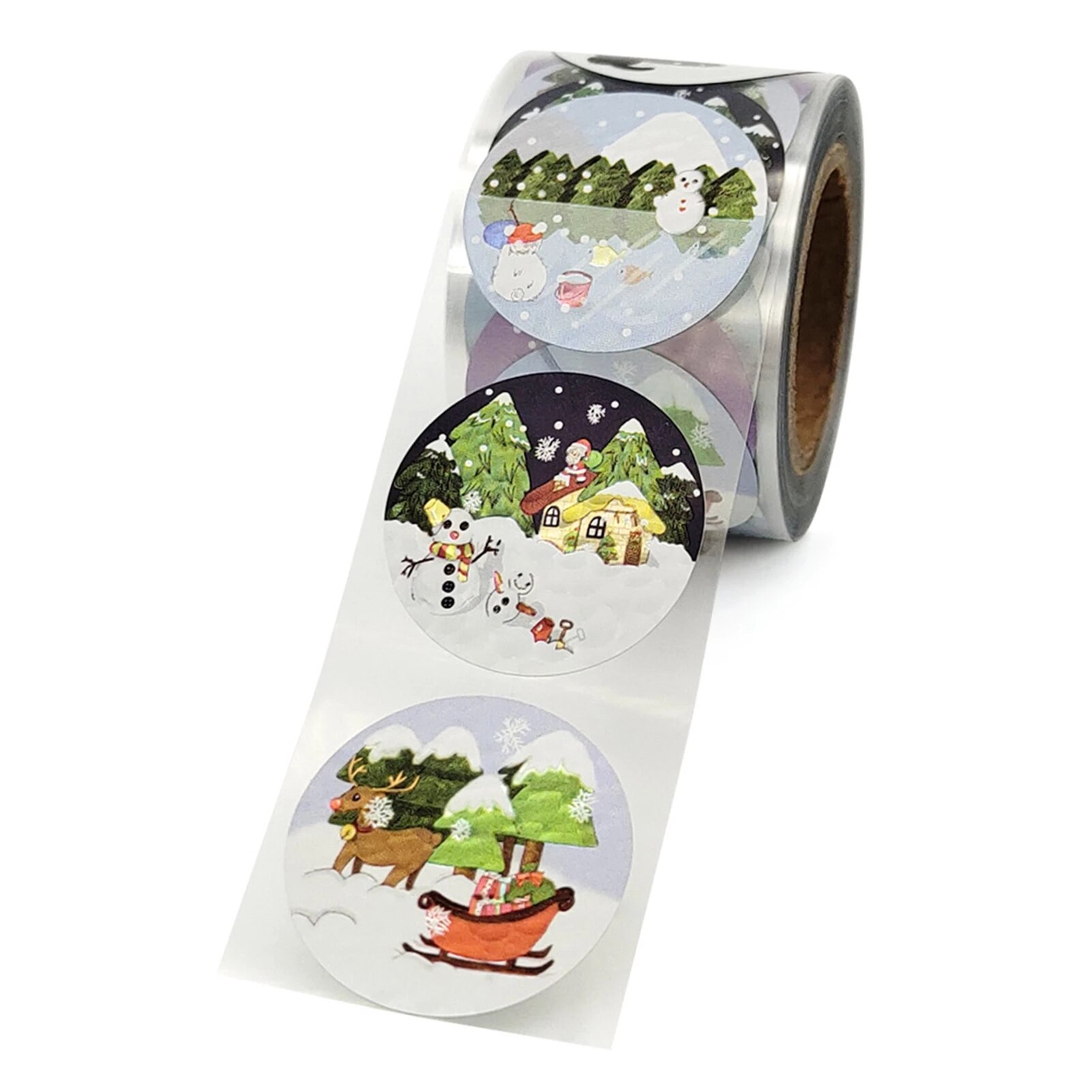Bronzing Merry Christmas Stickers Roll Colorful 25... – Grandado