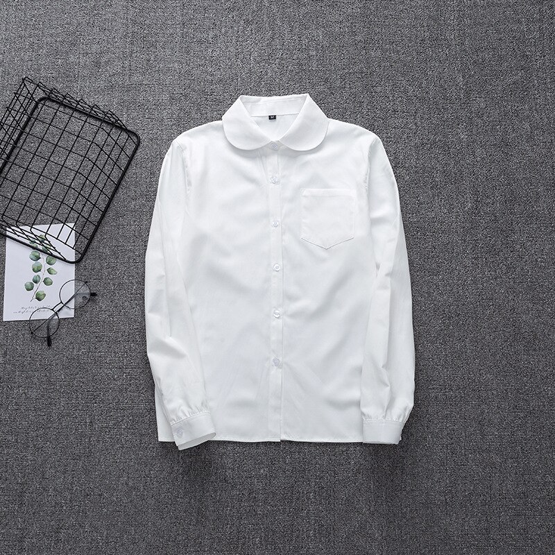 School Uniforms Long Sleeve Milk White Shirt Women... – Vicedeal