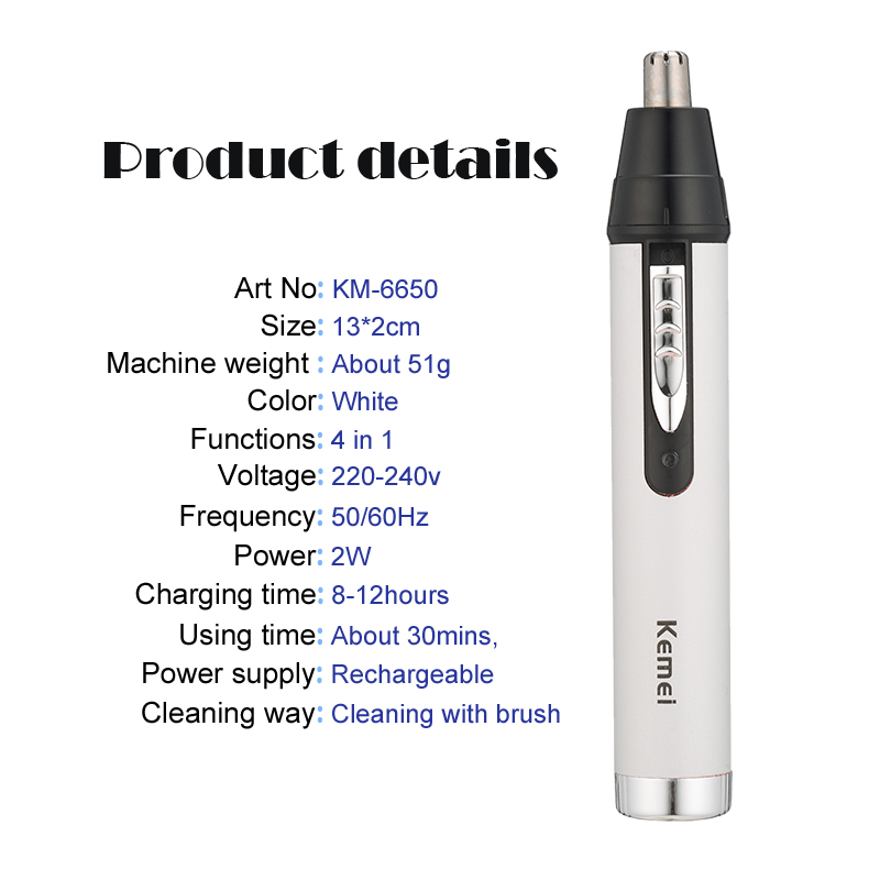 kemei 4 in 1 nose hair trimmer rechargeable electr... – Vicedeal