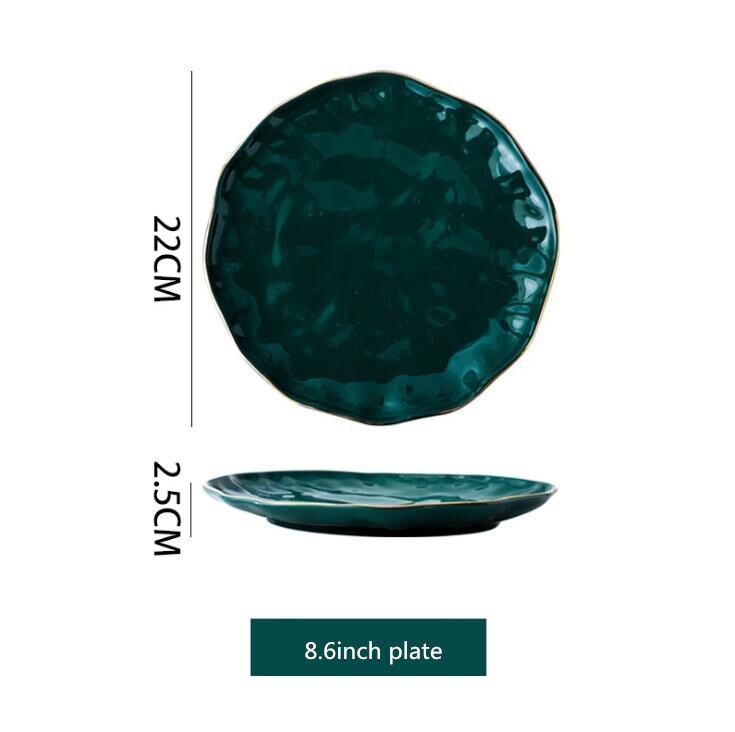 Gold Side Green Plate Tableware Bright Light Steak... – Grandado