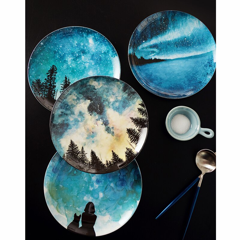 Nordic style 8 inch Night sky pattern Dinner Plate... – Grandado