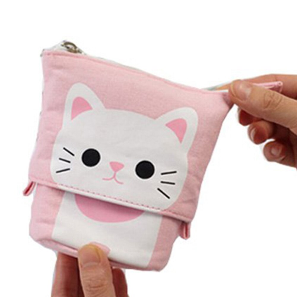 Retractable Pencil Case Cartoon Cat Canvas Zipper ... – Grandado