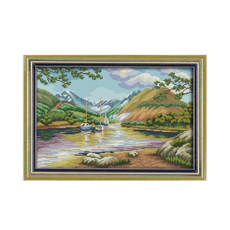 Landscape of lakes and hills cross stitch kit coun... – Vicedeal