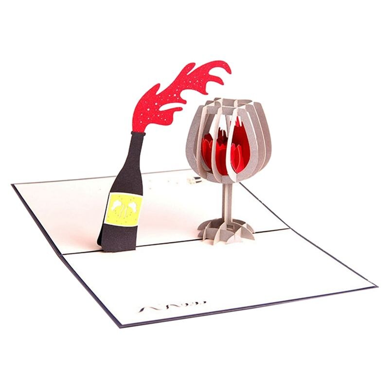 Cartes 3D Pop Up vin rouge merci cartes de voeux p... – Grandado