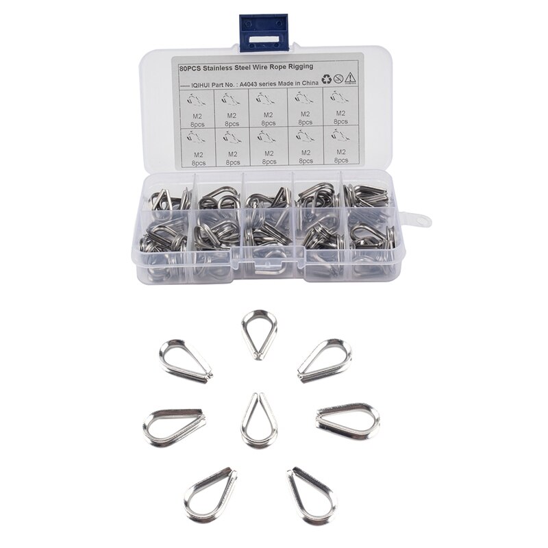 80 Pieces Cable Thimbles Wire Rope Thimbles M2 304 Stainless Steel ...