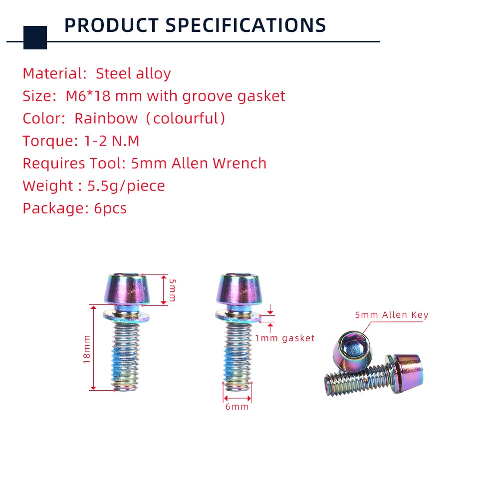 6-PCS TANKE M6*18 Brake clamp screw for bicycle MT... – Vicedeal