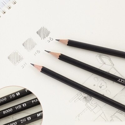 wooden Black pencil 2B/HB/2H Writing Sketch pencil... – Vicedeal