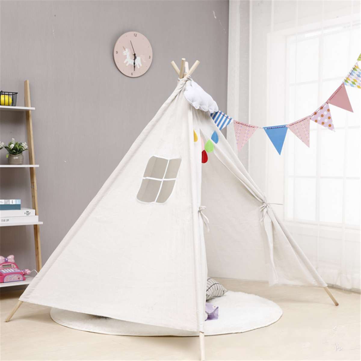 Cotton Tipi Triangle KidsTent Teepee Canvas Sleepi... – Grandado