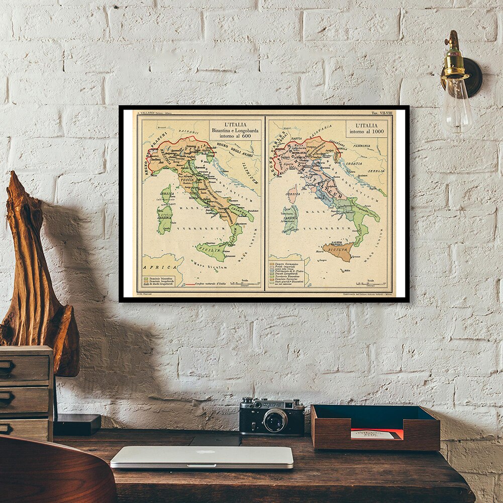 84*59 cm The Vintage Italy Map In Italian Retro Wa... – Vicedeal