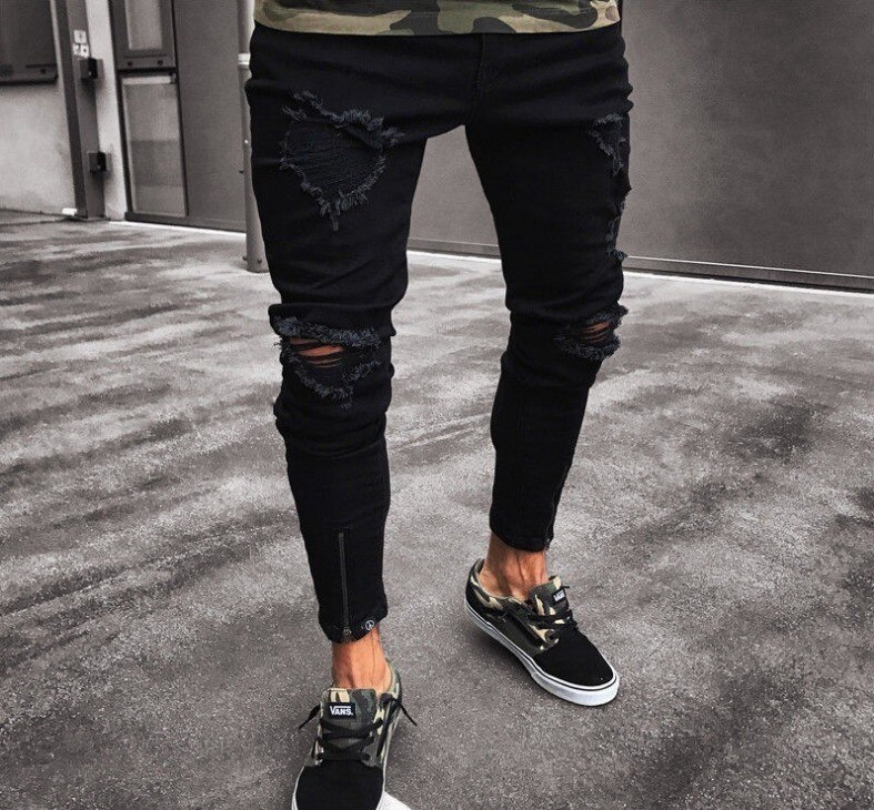 Ripped Voeten Broek Mannen Stretch Broek Europese ... – Vicedeal