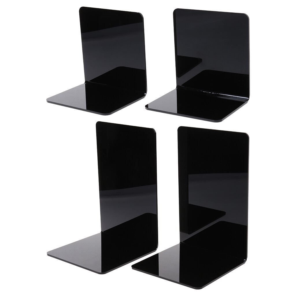 2Pcs Black Acrylic Bookends L-shaped Desk Organize... – Grandado