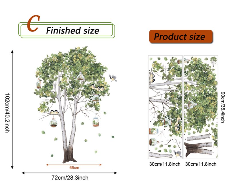 Pegatinas de pared de abedul y árbol grande para d... – Grandado