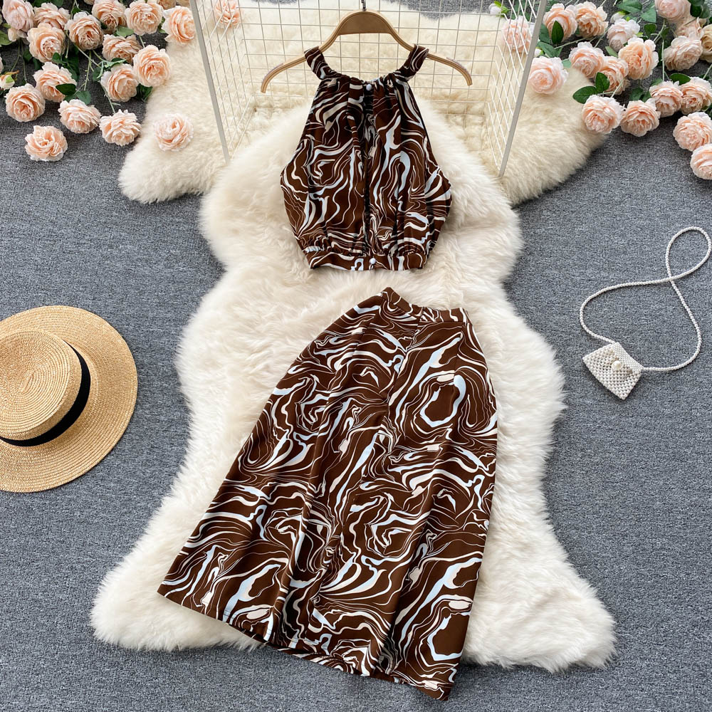 Summer 2 Piece Set Women Hollow Out Crop Top And S... – Grandado