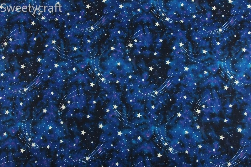 140x50cm Printed Starry Star Blue Plain Cotton Fab... – Vicedeal