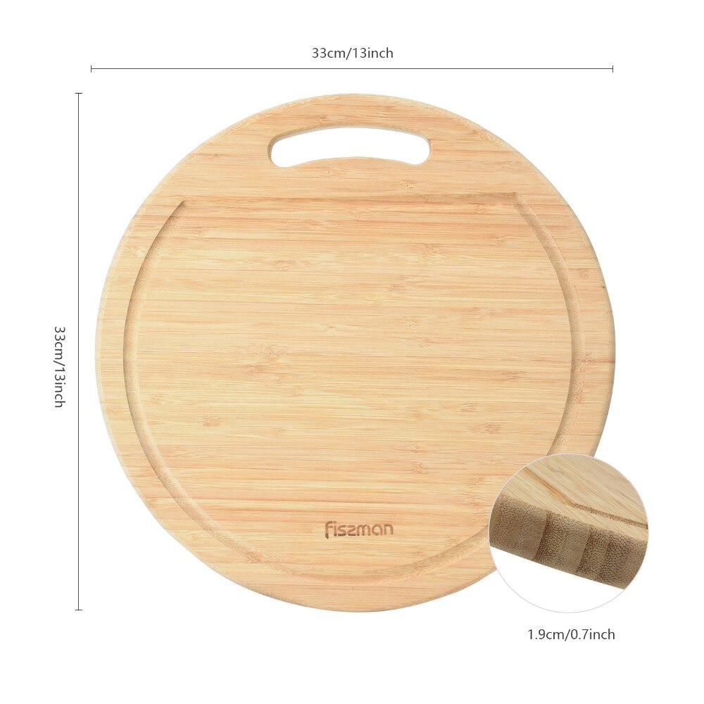 FISSMAN Bamboo Cutting Board Eco-friendly Round Ch... – Grandado