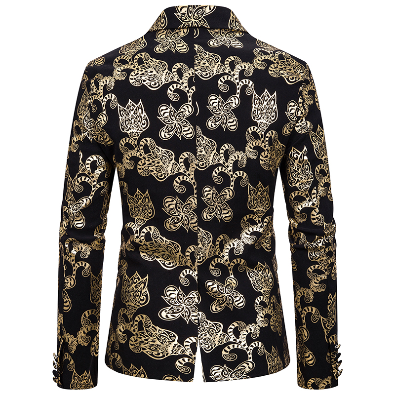Mens Gold Bloemen Gedrukt Blazer Jas Brand Single ... – Vicedeal