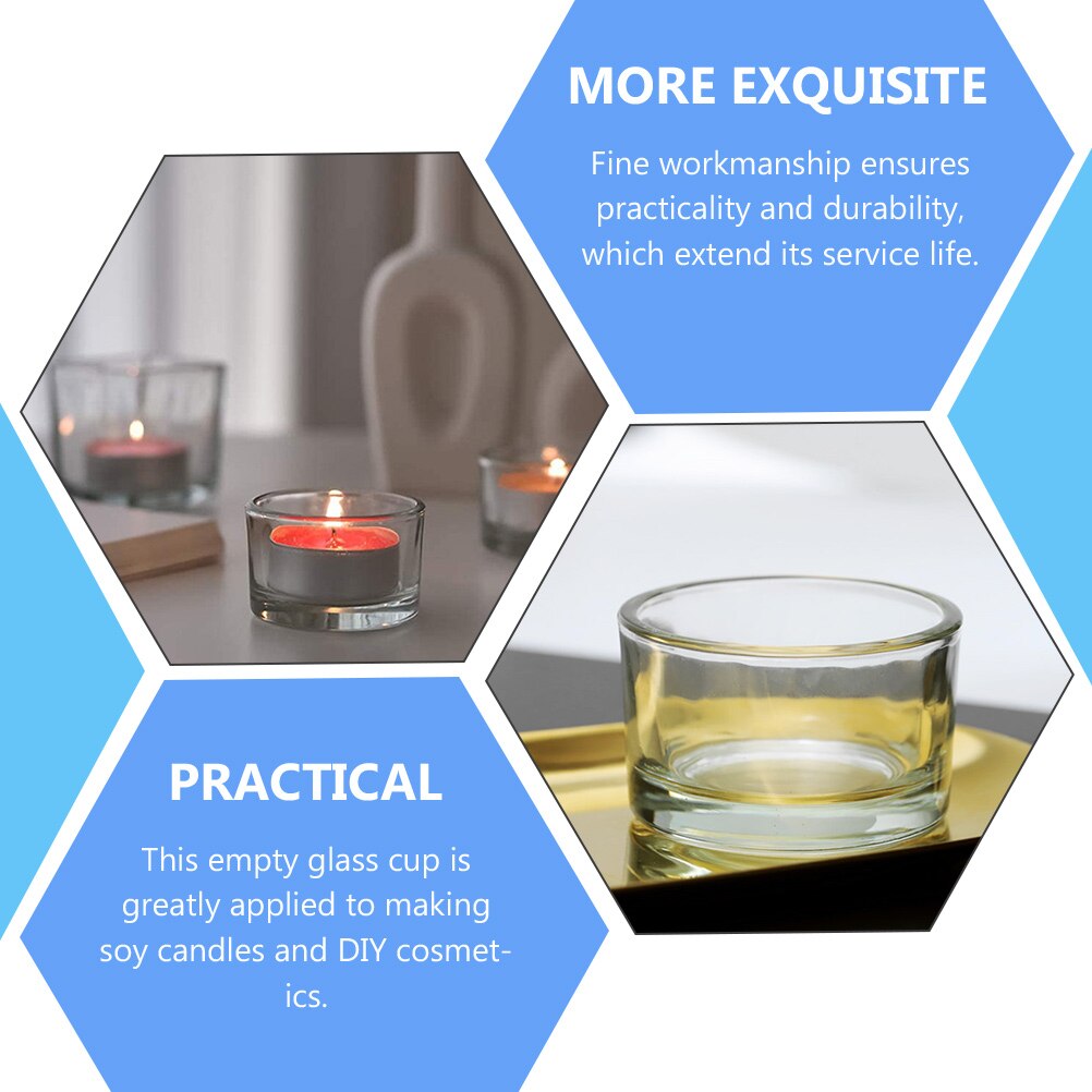 12pcs Candle Cups Chic Transparent Clear Glass Cup... – Grandado
