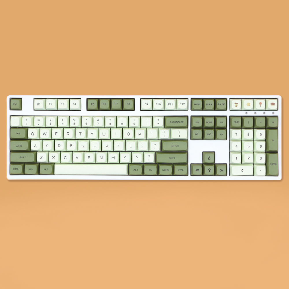 white and green color XDA profile keycap 124 dye s... – Vicedeal