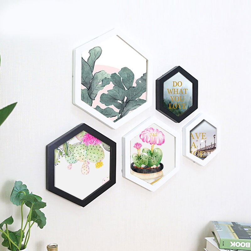 Hexagon Photo Frame For Wall Canvas Oil Painting B... – Grandado