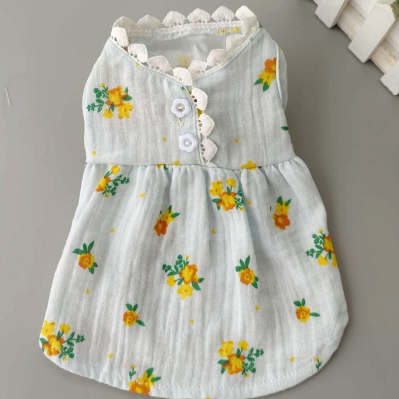 Summer Dog Clothes Cute Floral Dress Thin Skirt Fo... – Grandado
