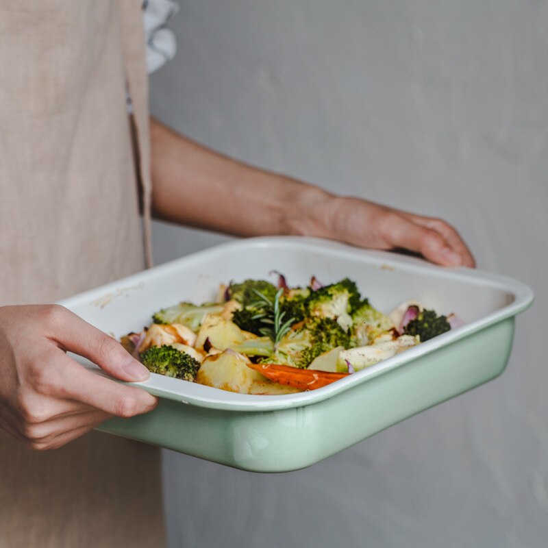 Japanese porcelain enamel baking pan rectangular b... – Vicedeal