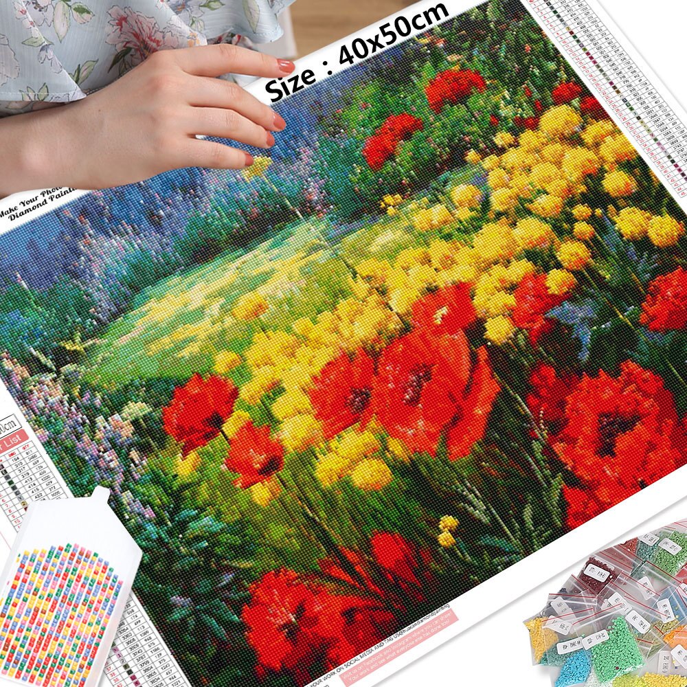 HUACAN 5D Diamond Painting Flower Full Square Embr... – Grandado
